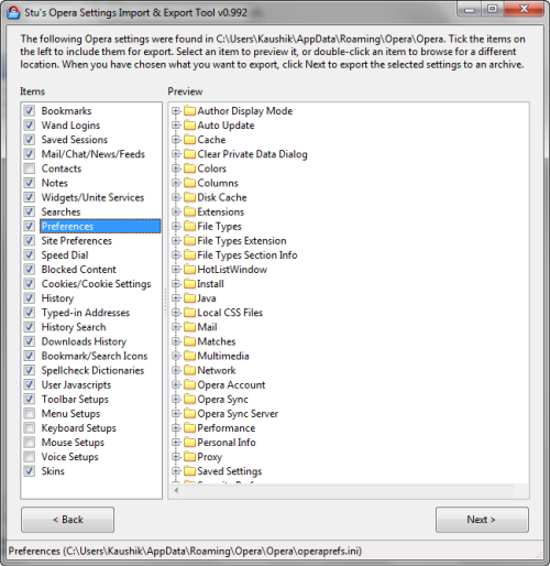 Import, Export and Backup Opera profile and settings